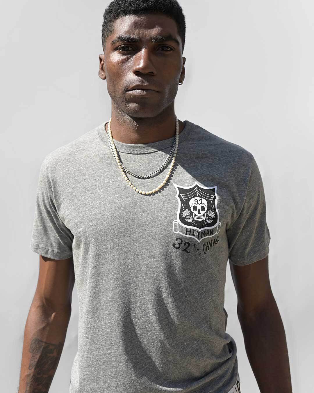 Bret Hart 32 Time Champ Grey Tee